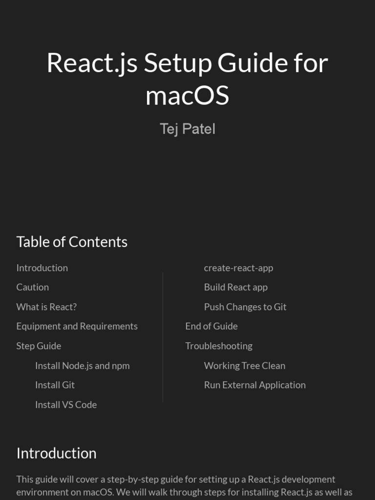 React - Js Setup Guide For MacOS | PDF | Java Script | Web Application