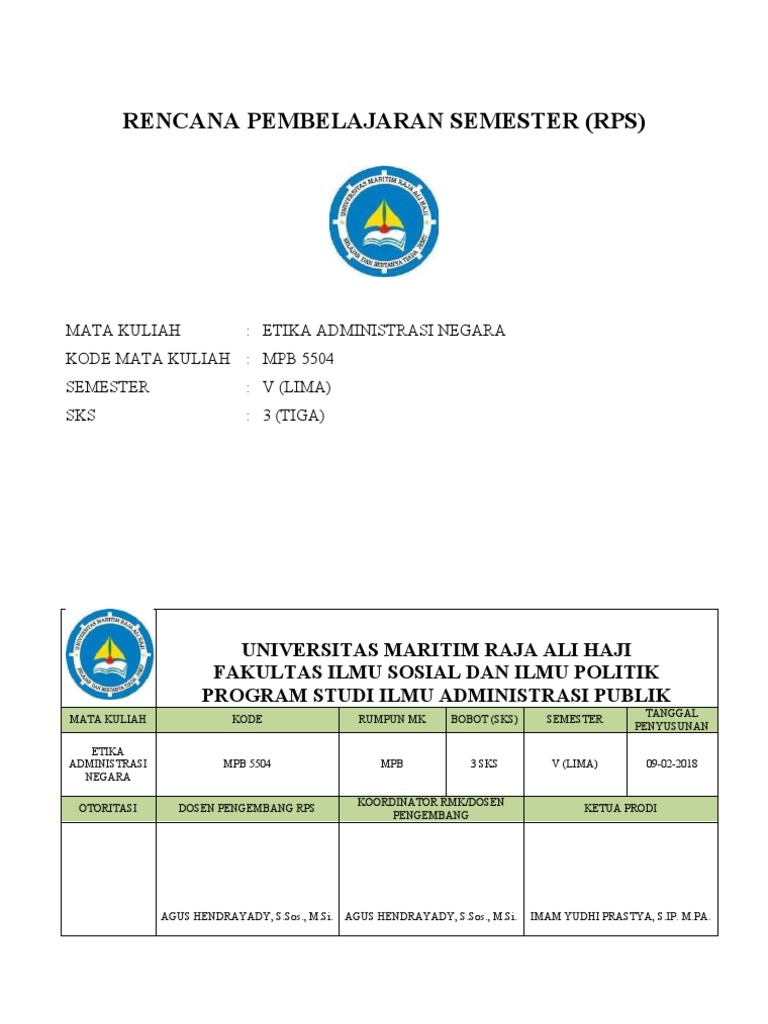 RPS Etika An 2018 Agus Hendrayady | PDF