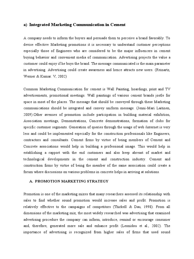 Integrated Marketing Communication in Cement | PDF | Marketing ...