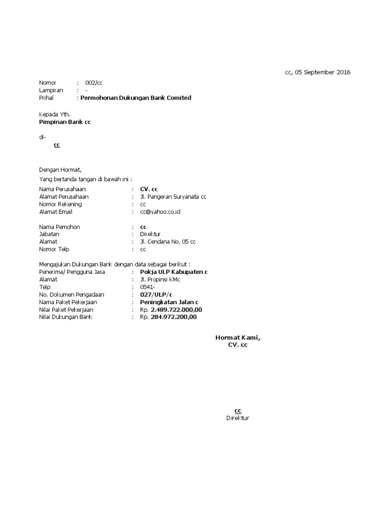 Form Duk Bank Perusahaan CV | PDF