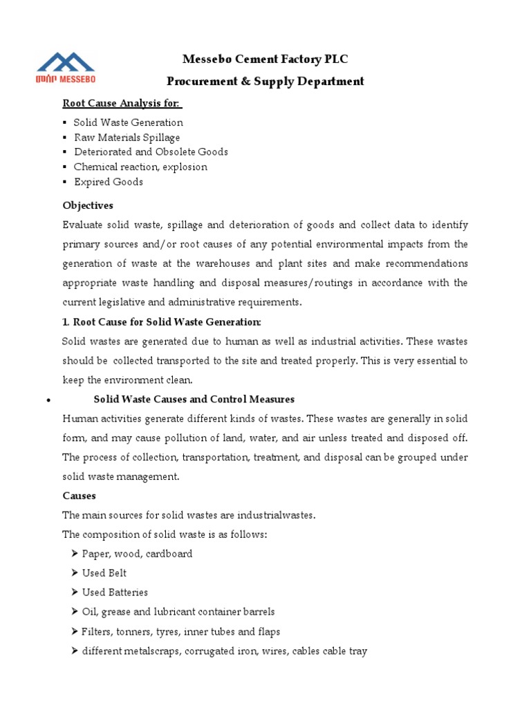 Root Cause Analysis For | PDF | Waste Management | Municipal Solid Waste