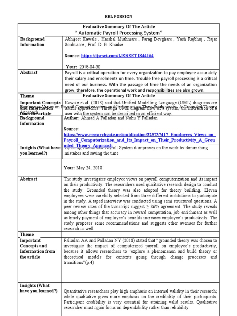 RRL Local and Foreign | PDF | Paycheck | Payroll