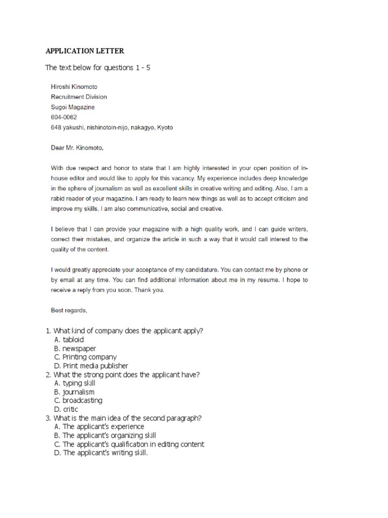 APPLICATION LETTER - Assignment of Fulfilling KKM XII | PDF | Business ...