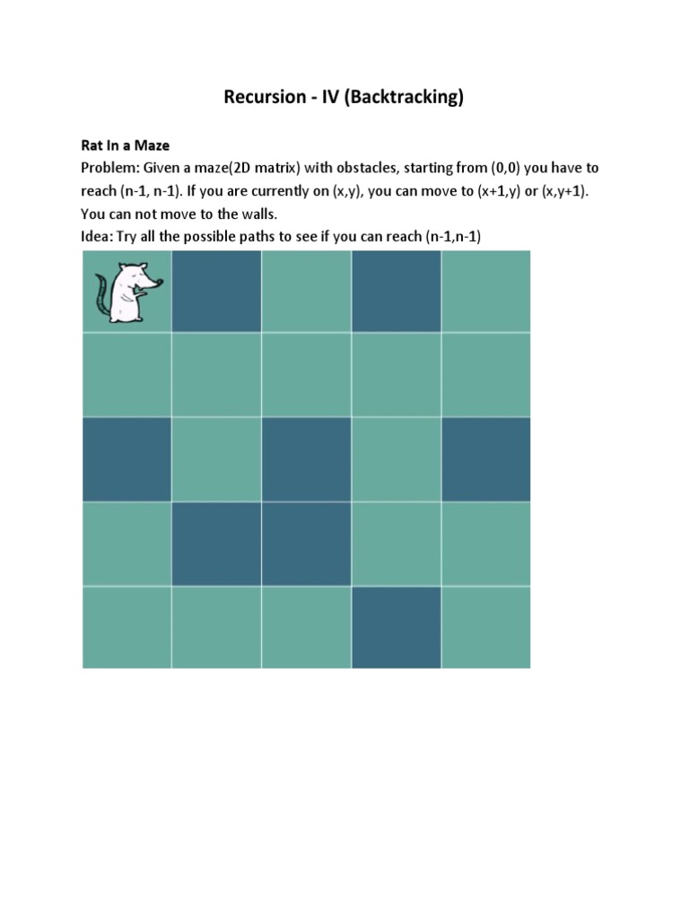 18.1 Notes Backtracking - Rat in A Maze | PDF