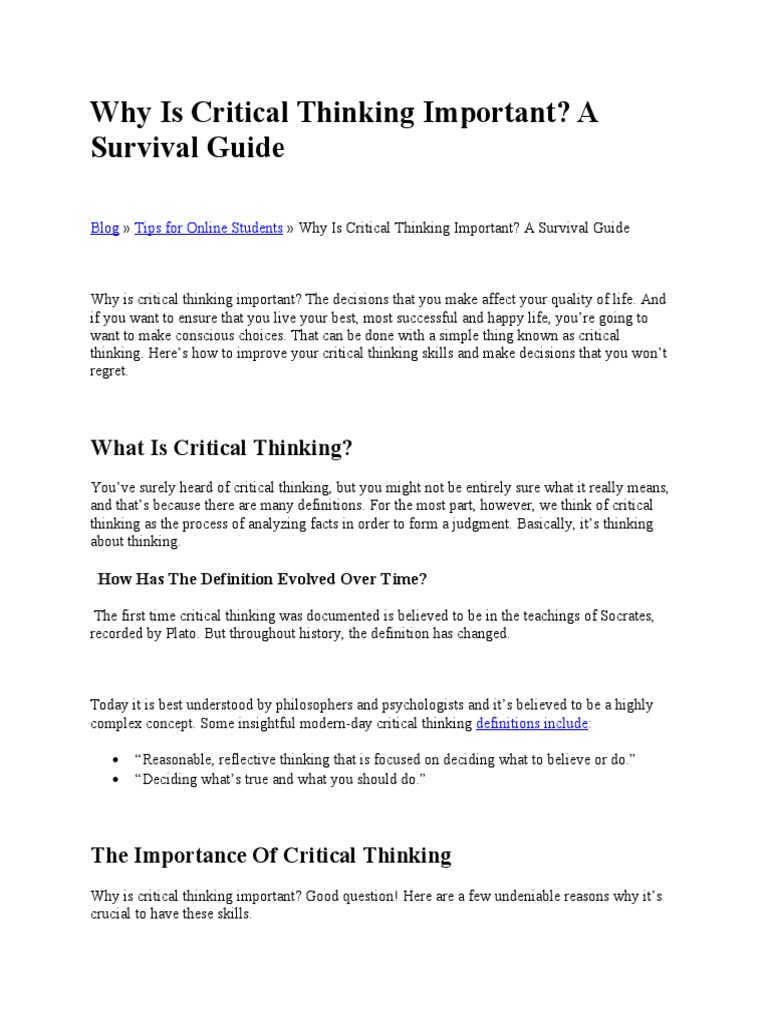 Why Is Critical Thinking Important | PDF | Critical Thinking | Thought