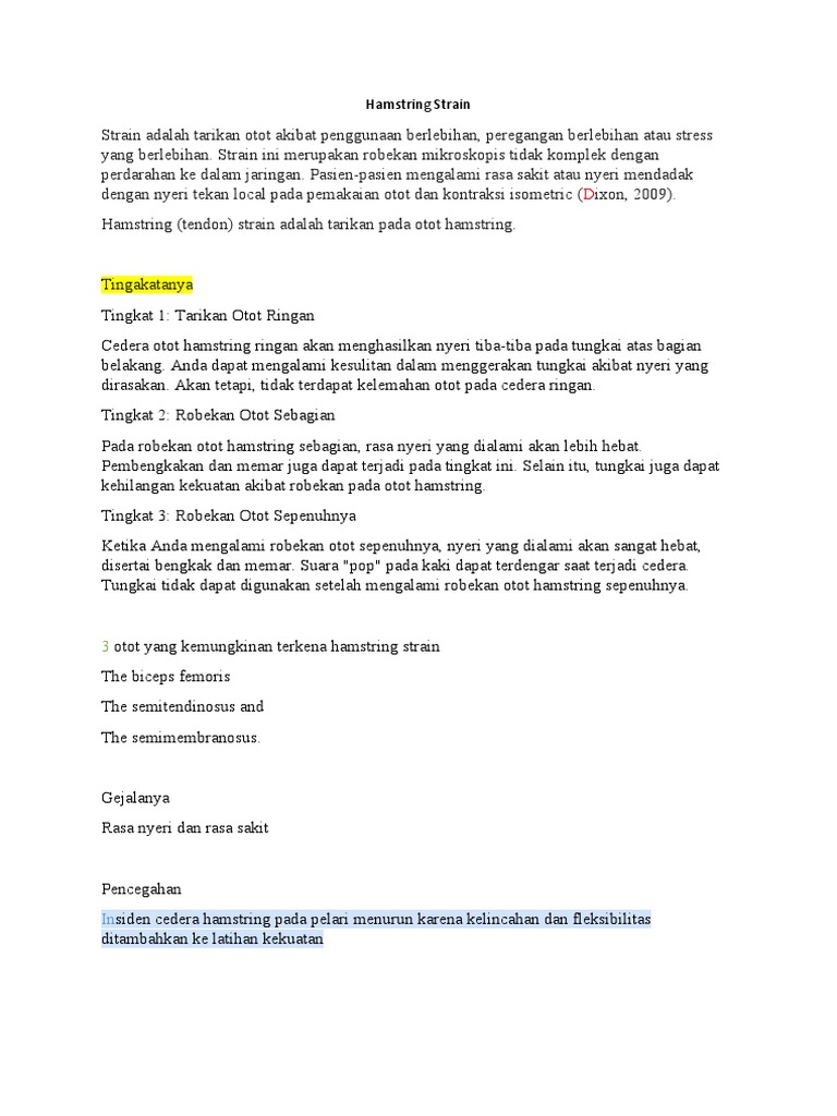 Hamstring Strain | PDF