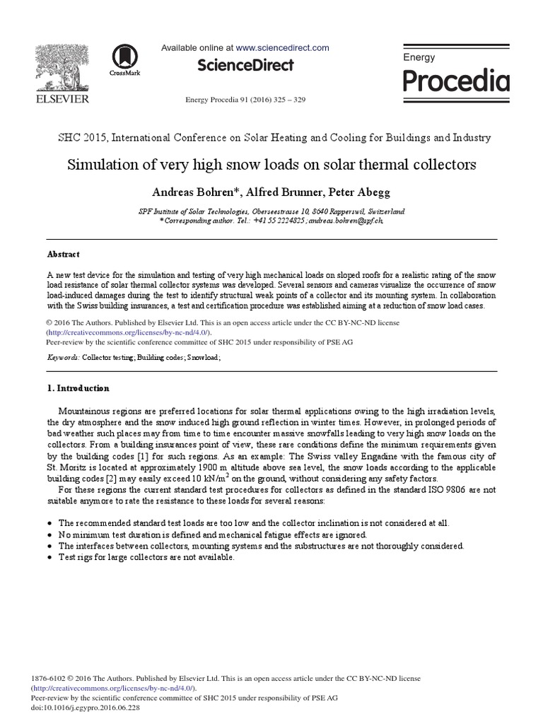Simulation of Very High Snow Loads On Solar Thermal Collectors | PDF ...