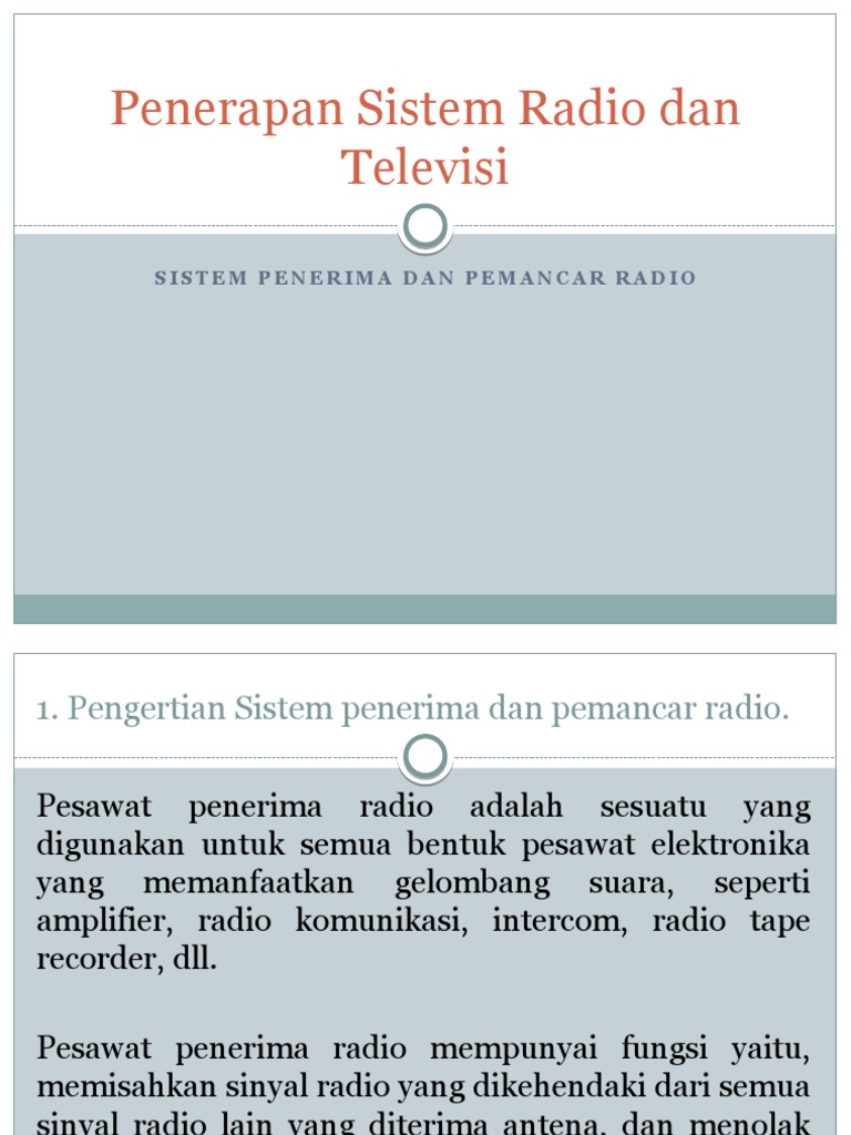 XLL Tav (Kamis, 11!02!2021) Penerapan Sistem Radio Dan Televisi | PDF