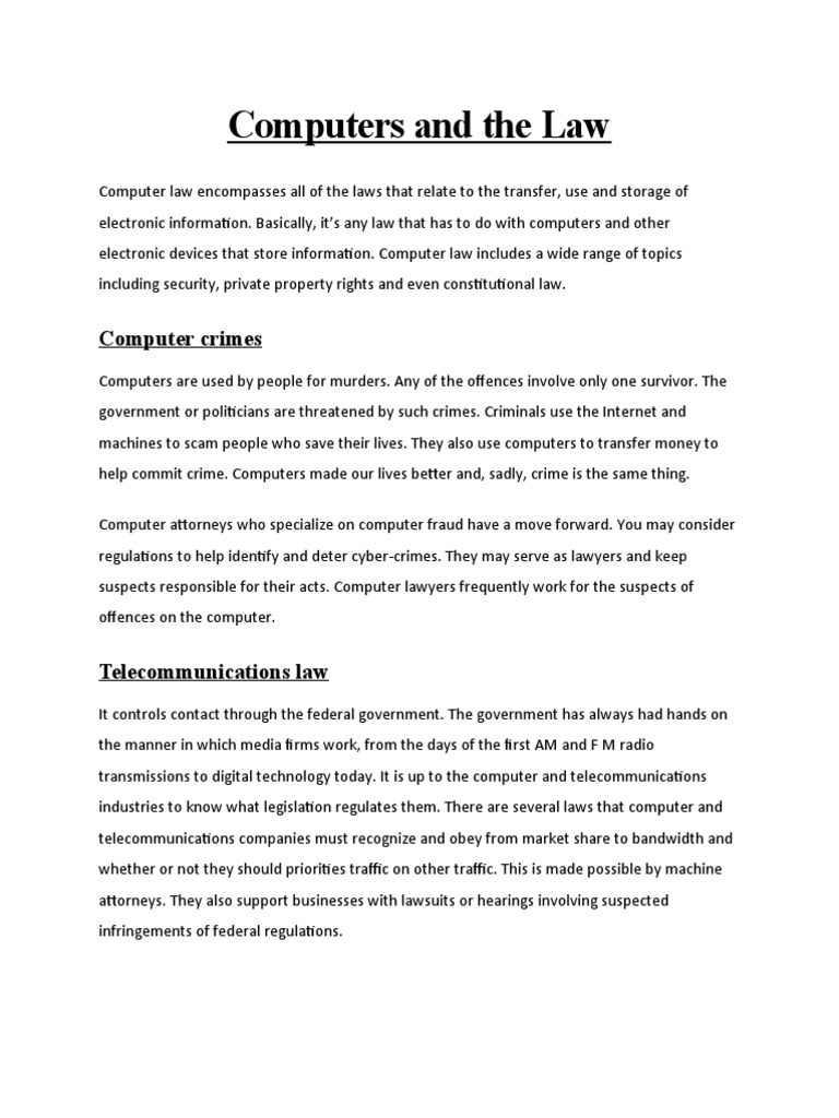 Computers and The Law: Computer Crimes | PDF | Information Security ...