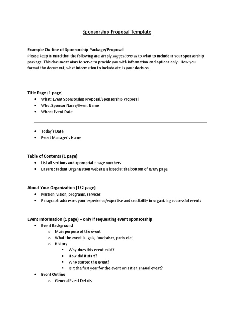 Sponsorship Package Template | PDF | Target Audience | Sponsor (Commercial)