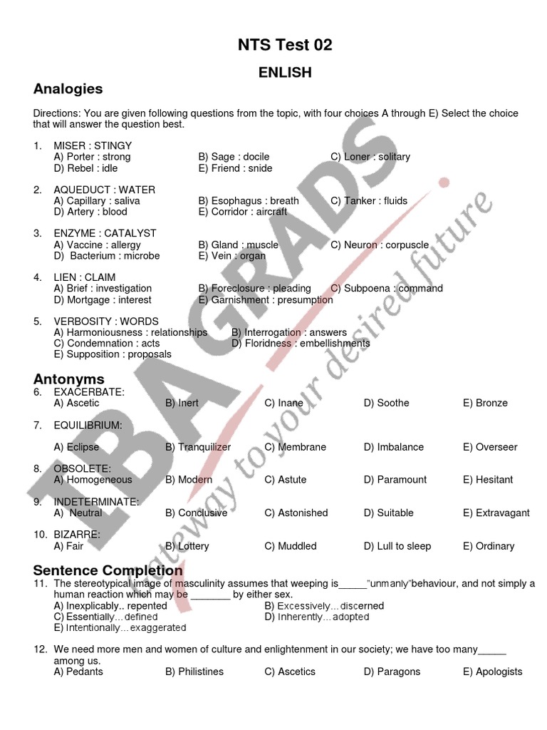 NTS Test 02 (ANS REQ) | PDF | Wheat | English Language