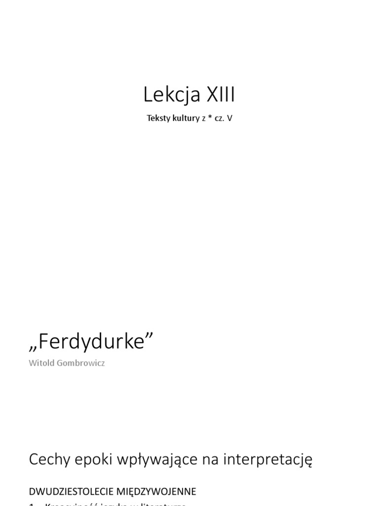 Lekcja 8 - Ferdydurke | PDF