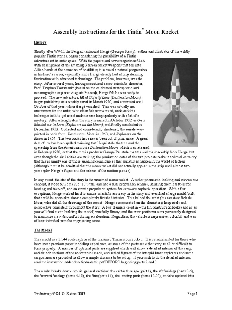 Assembly Instructions For The Tintin Moon Rocket: History | PDF | Nature