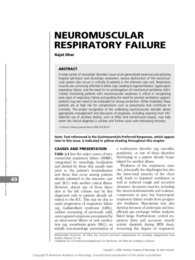Neuromuscular Respiratory Failure.5 | PDF | Weakness | Respiratory System