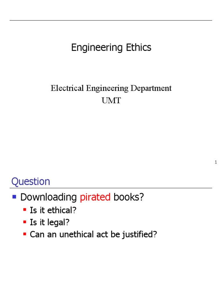 Engineering Ethics: Electrical Engineering Department UMT | PDF ...
