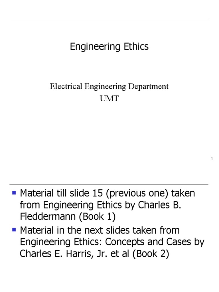 Engineering Ethics: Electrical Engineering Department UMT | PDF ...