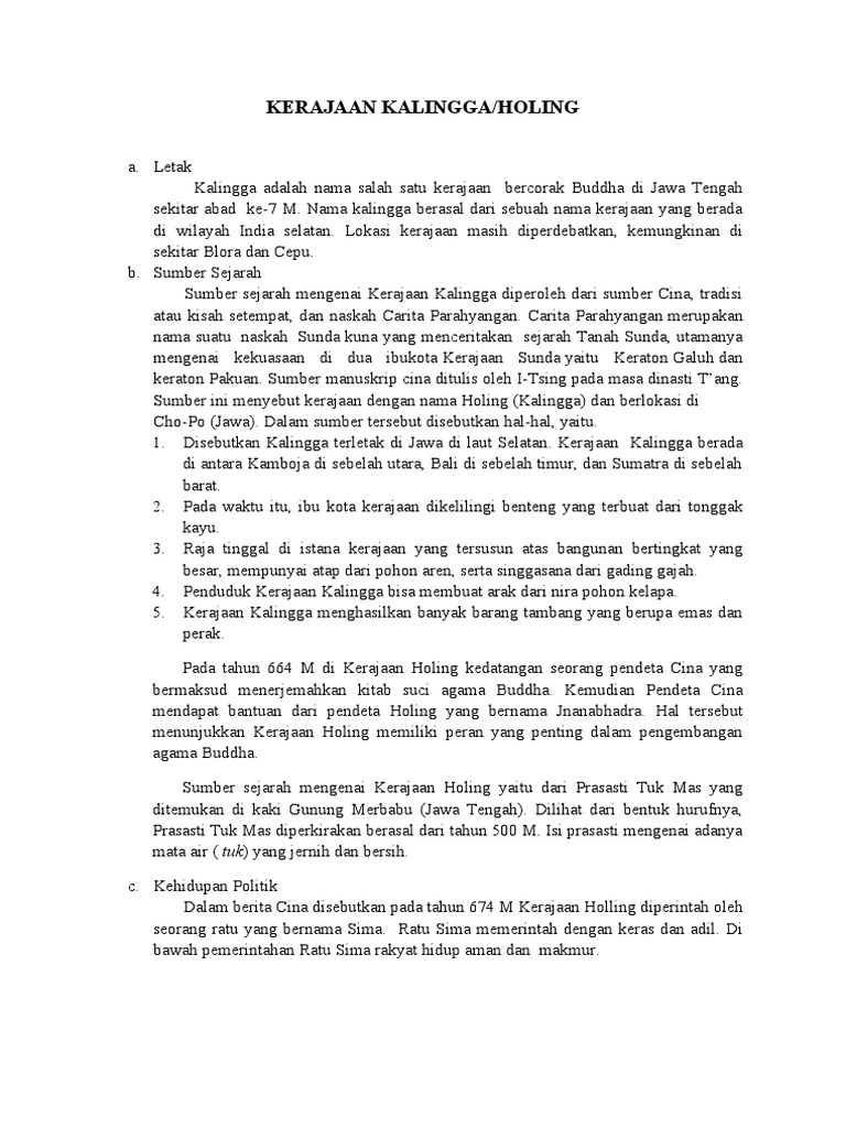 Kerajaan Kalingga | PDF | Sejarah