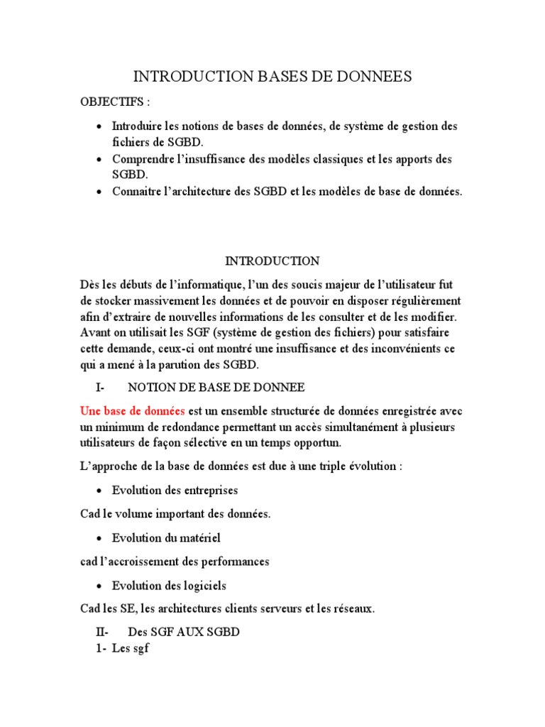 Introduction Bases de Donnees | PDF | Bases de données | Données