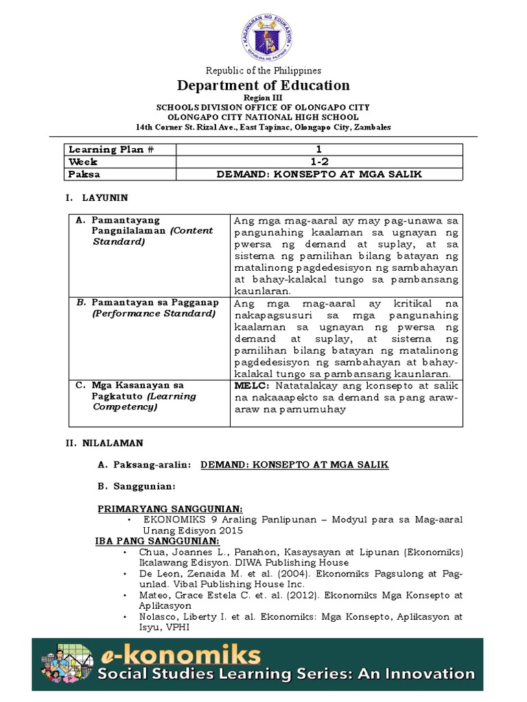 Learning Plan 1: Ang Demand | PDF