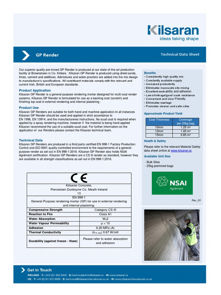 Kilsaran - GP Render - TDS - Rev03 | PDF | Concrete | Mortar (Masonry)