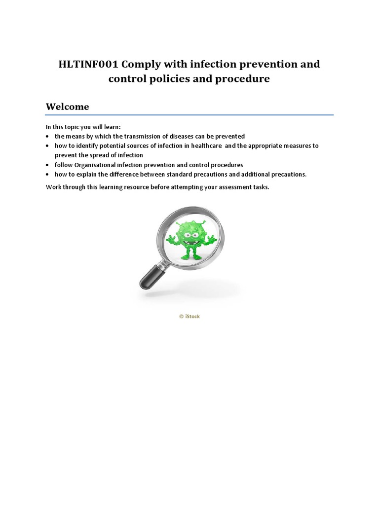 Comply With Infection Prevention and Control Policies and Procedures ...