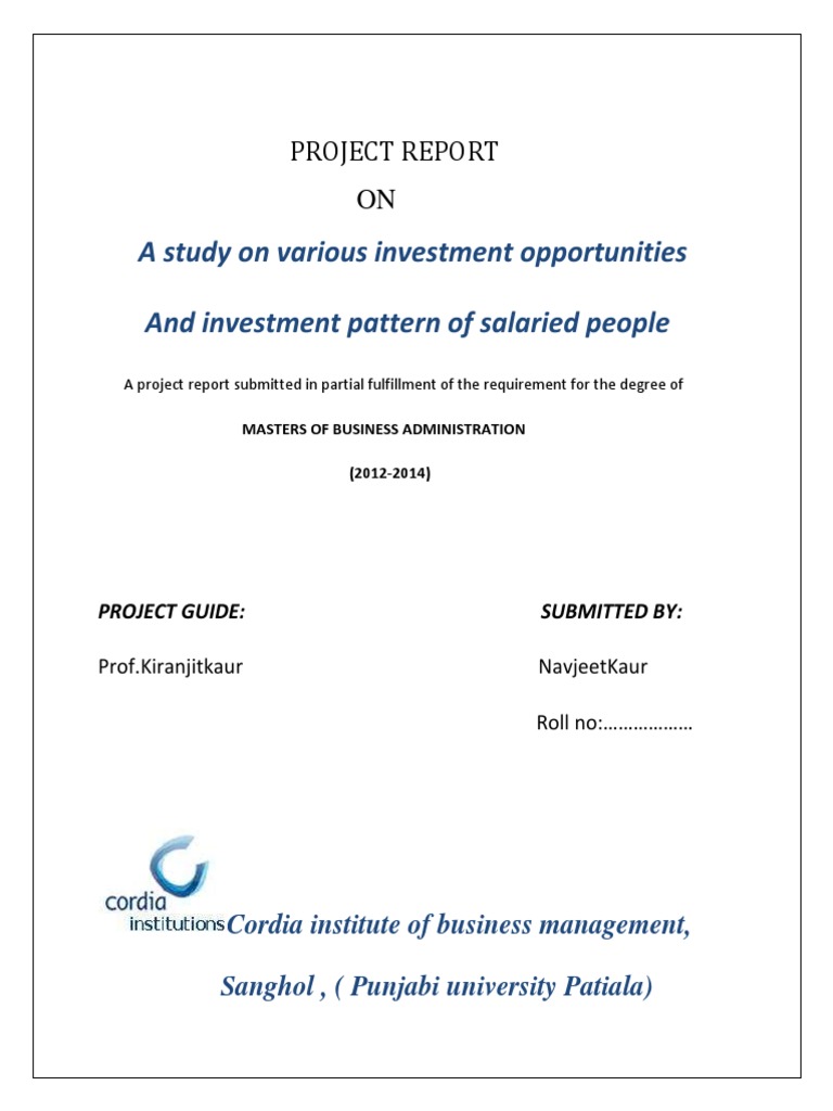 Investment Pattern Of Salaried People Pdf Debenture Preferred Stock