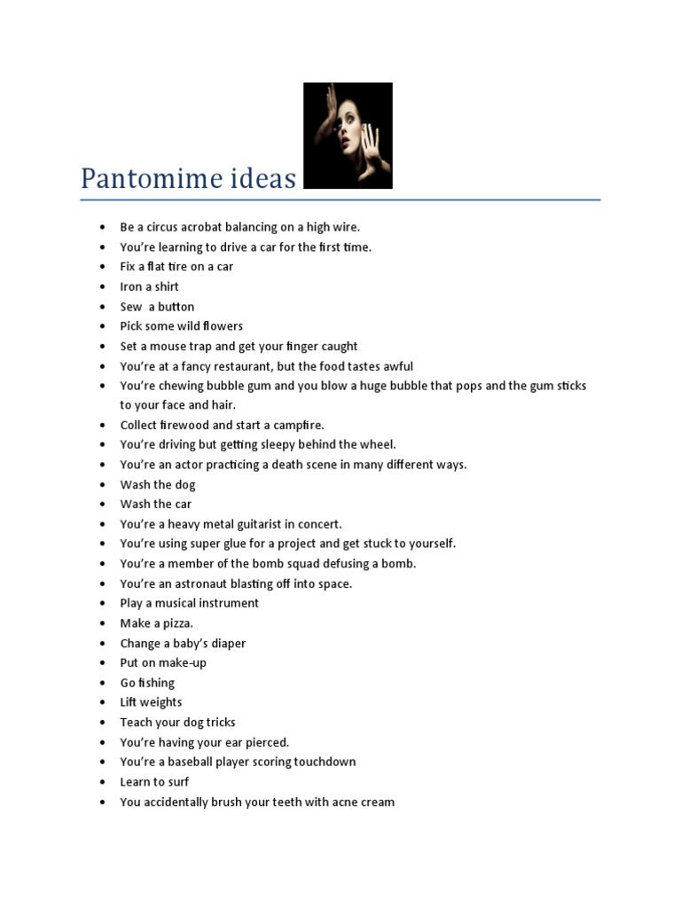 Pantomime Ideas | PDF | Foods | Nature