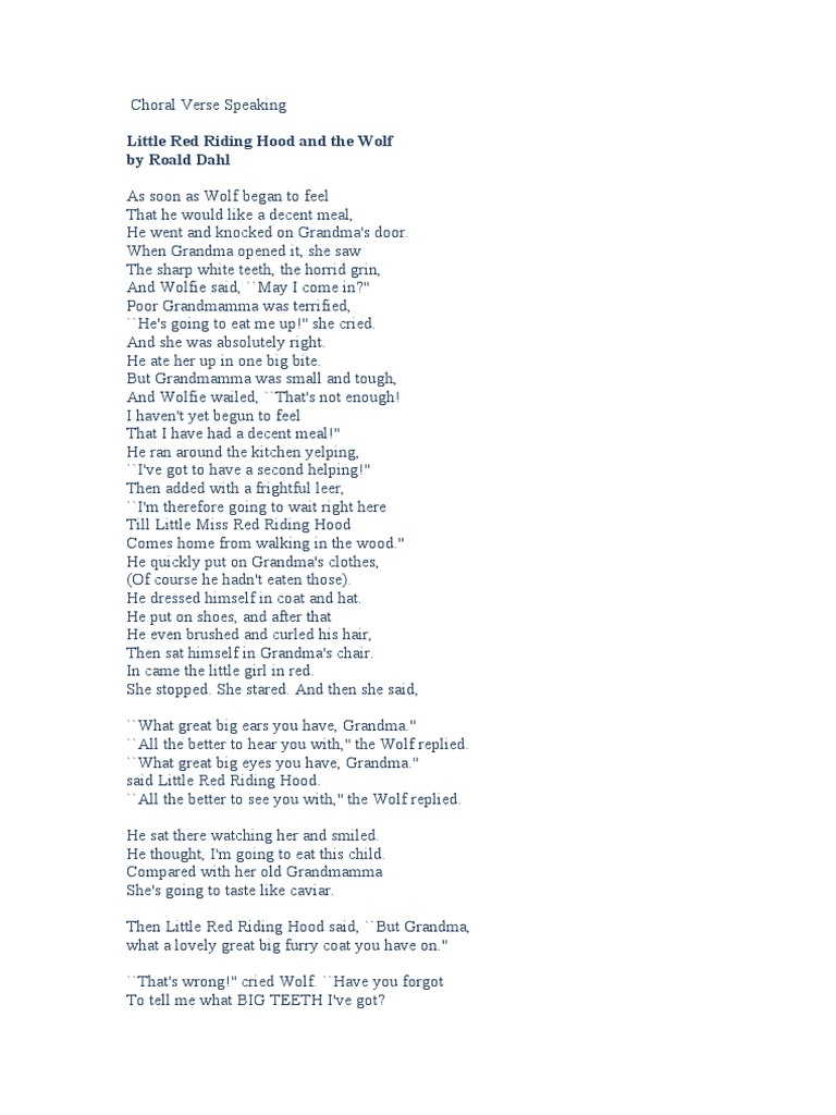 Dahl's Little Red Riding Hood Poem | PDF