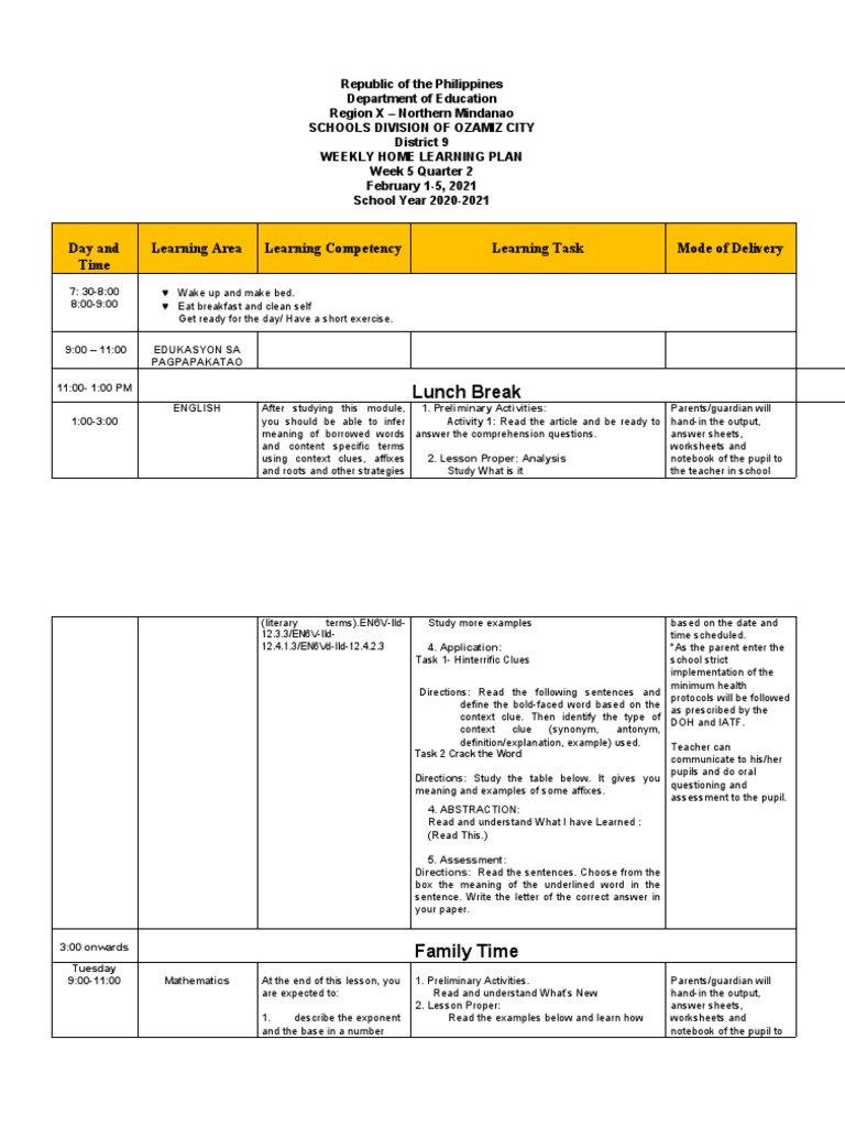 Grade 6 WHLP Q2-W5 | PDF | Exponentiation | Teaching Mathematics
