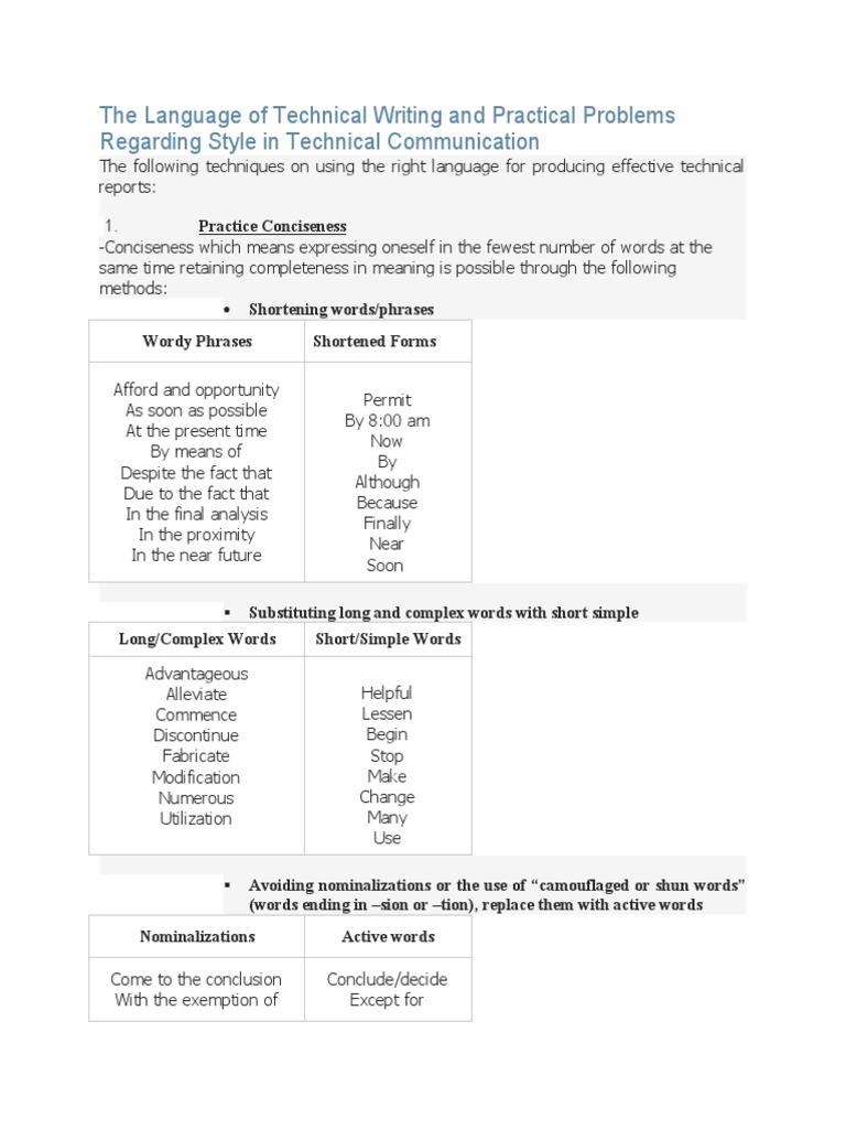 Effective Language in Technical Writing | PDF | Jargon | Linguistic ...