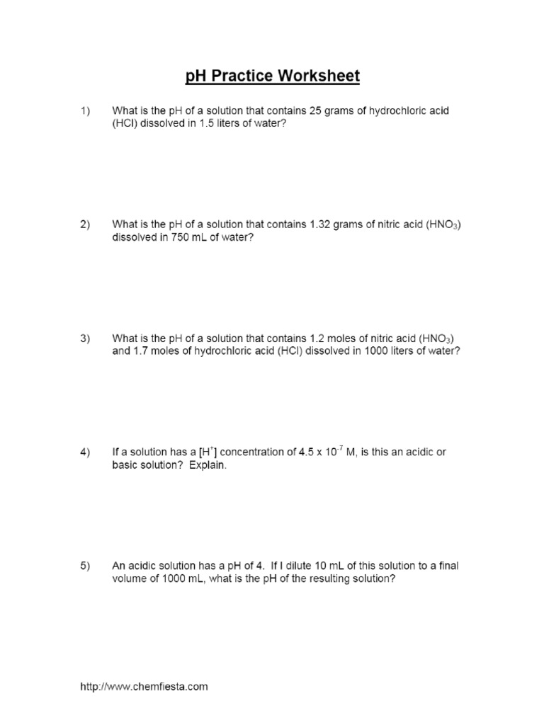 PH Practice Worksheet | PDF