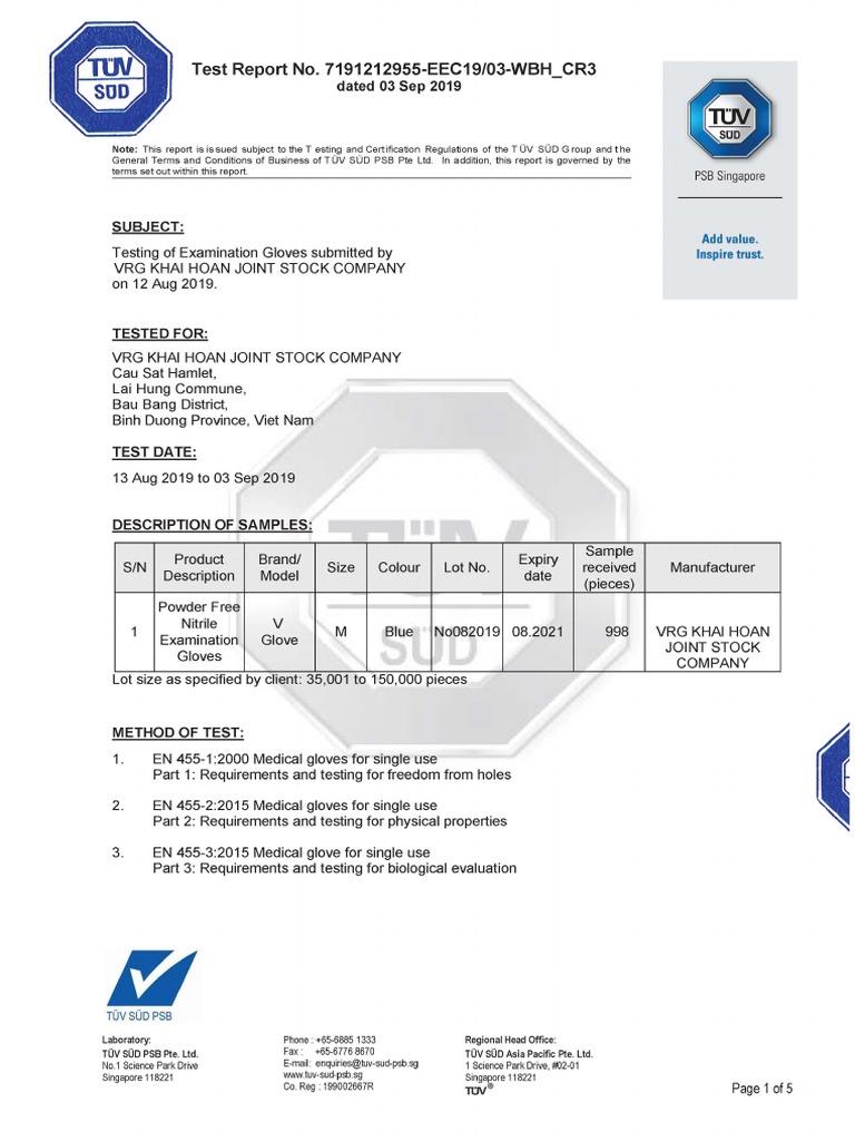 VRG EN455 Test - Report | PDF