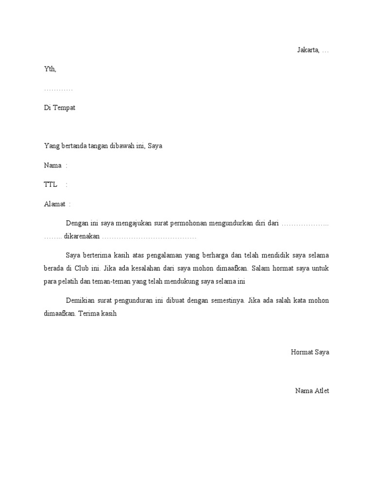 Template Surat Pengunduran Diri | PDF