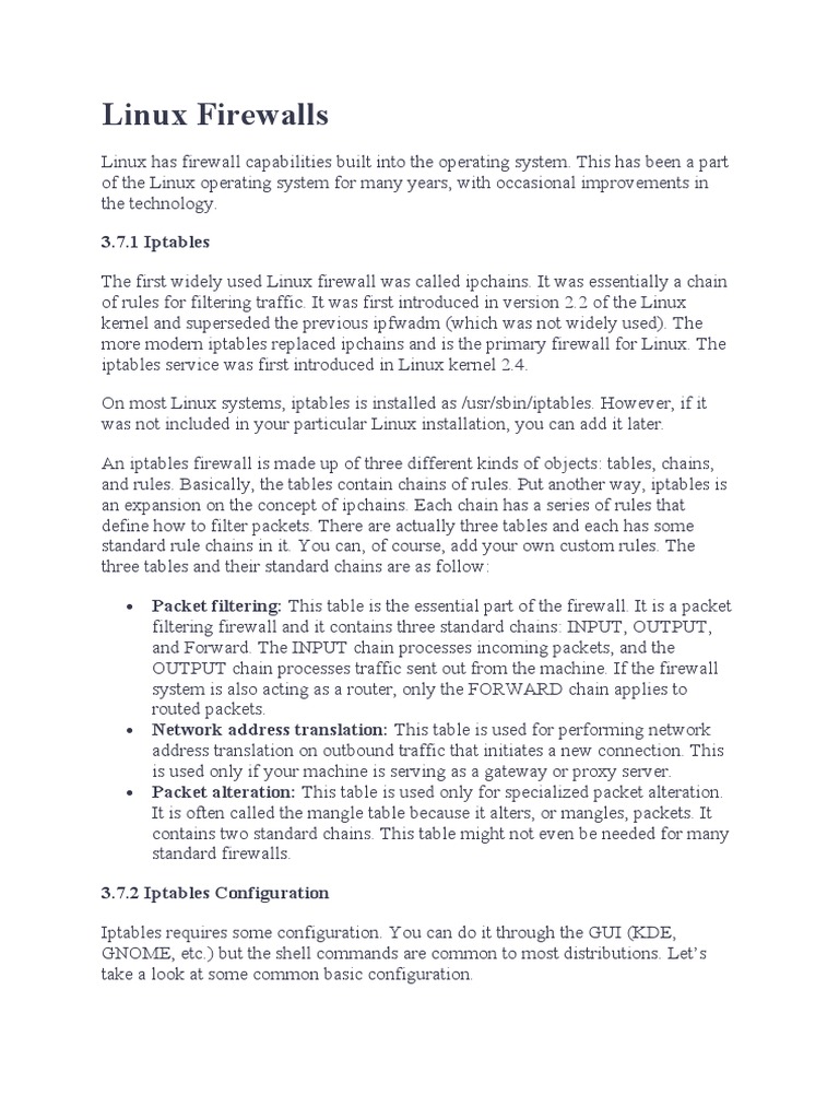 Linux Firewall | PDF | Port (Computer Networking) | Computer Architecture