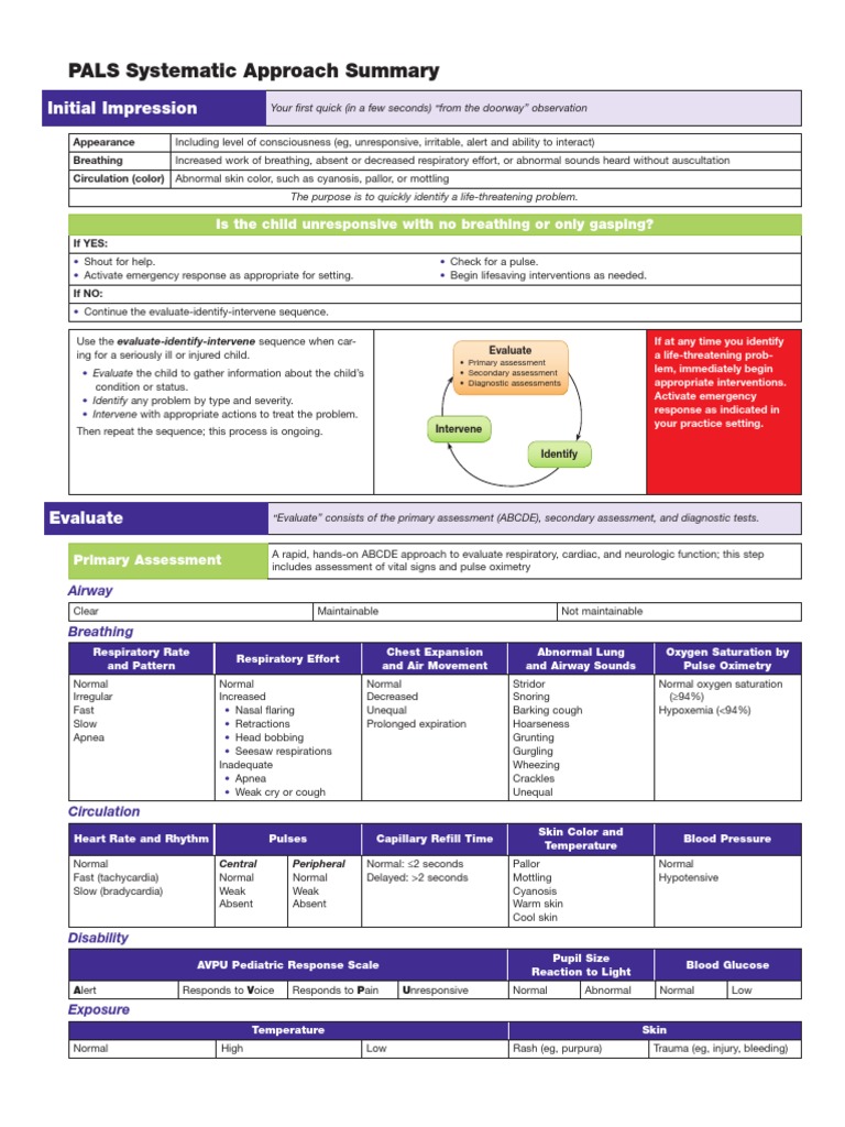 PALS Systematic Approach Summary: Initial Impression | PDF | Shock ...