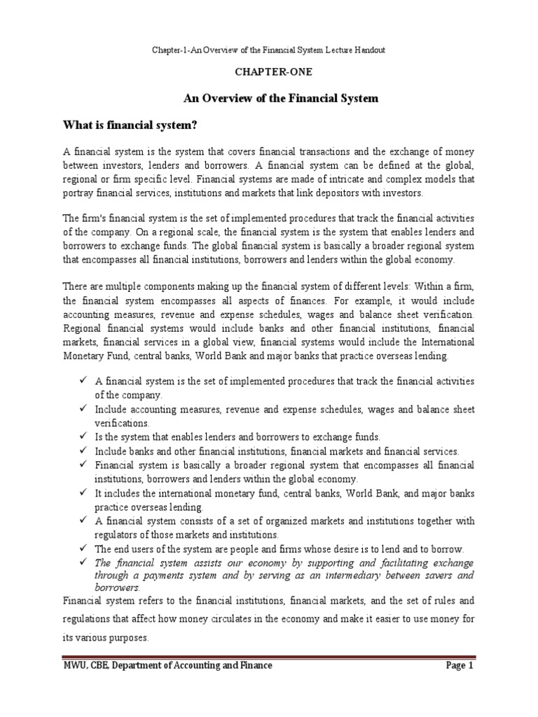 Overview of the Financial System | PDF | Financial Markets | Securities ...