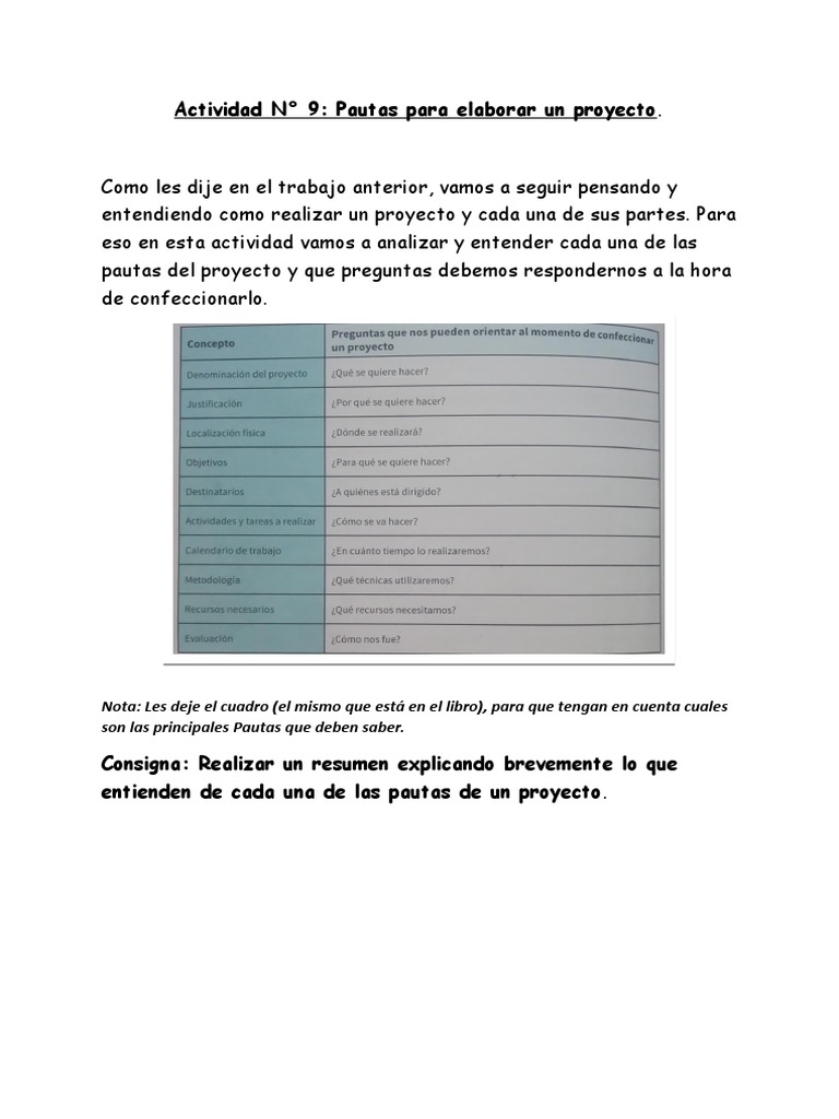 Act 9 - Pautas para Elaborar Un Proyecto. | PDF