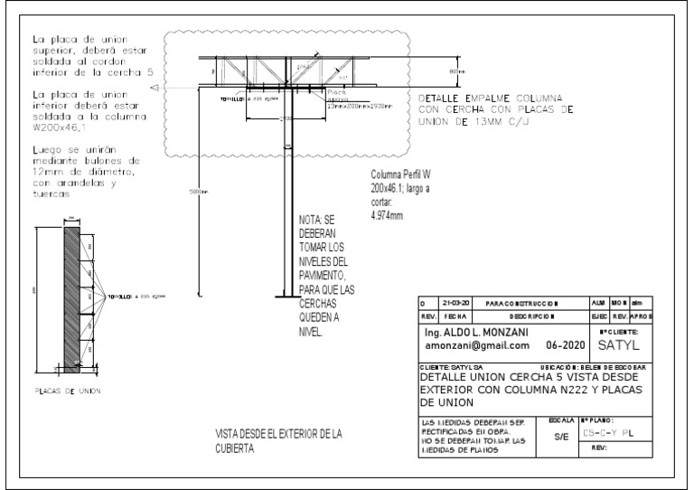 CERCHA 5 VISTA EXTERIOR-COLUMNA N222-PLACAS UNION - Modelo | PDF