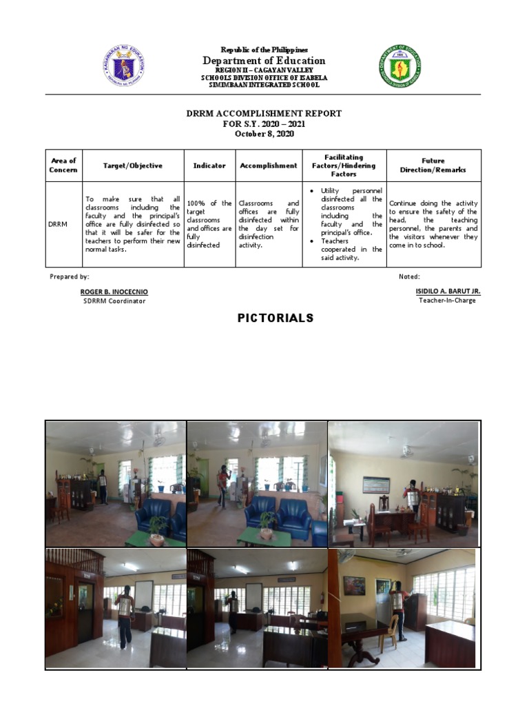 DRRM Report: School Disinfection 2020 | PDF | Human Nature | Behavior ...