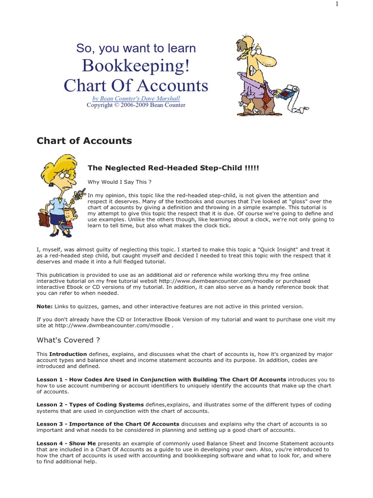 Bookkeeping! Chart of Accounts: So, You Want To Learn | Download Free ...