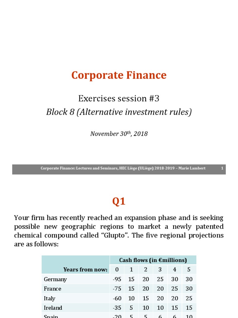 Corporate Finance - Exercises Session 3 | PDF | Internal Rate Of Return ...