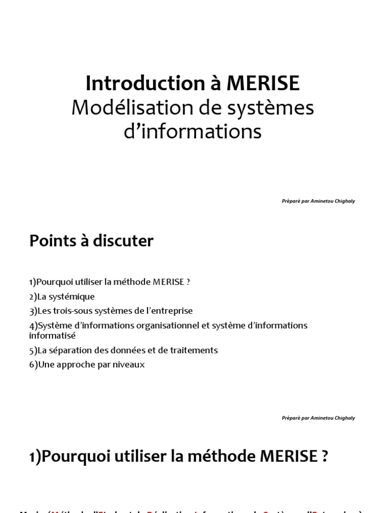 Introduction à MERISE : Modélisation SI | PDF | Système d'information | Informatique
