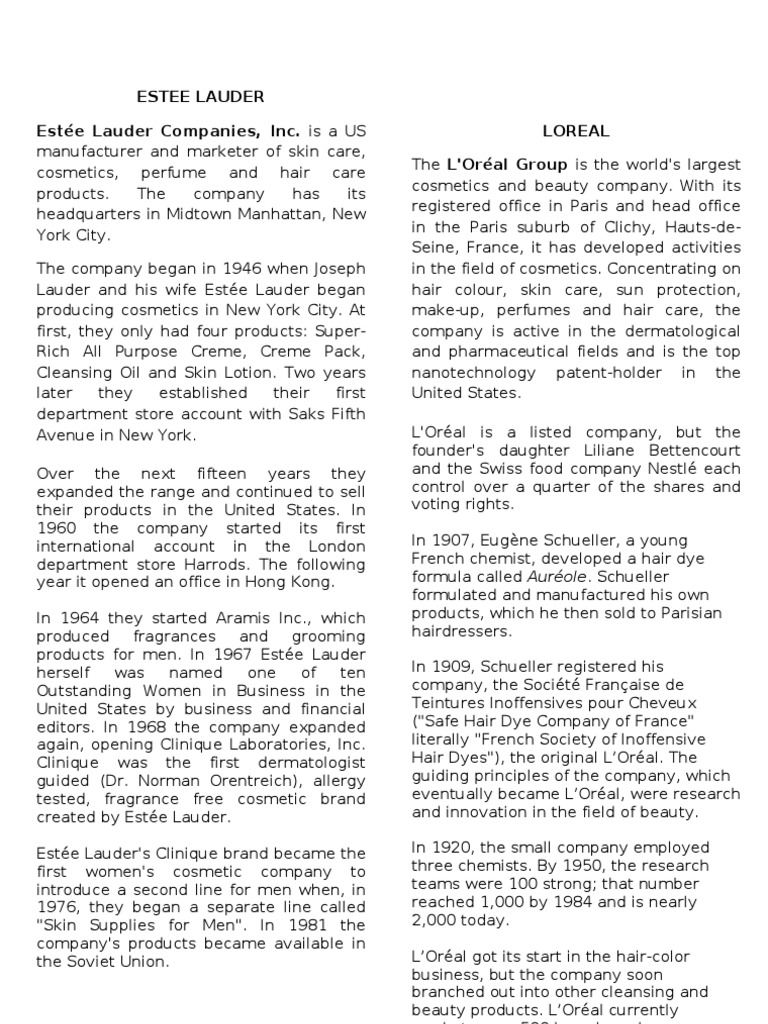 Estee Lauder Loreal | PDF | Cosmetics | Fashion