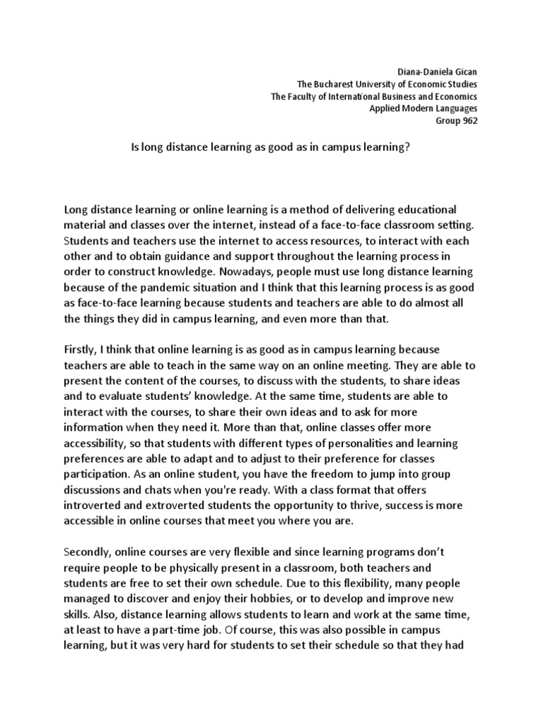 Argumentative Essay | PDF | Distance Education | Educational Technology