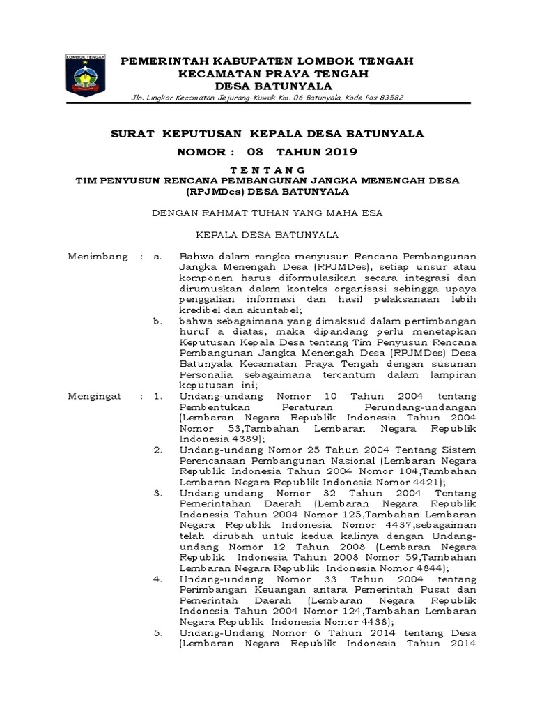 SK Penyusun RPJM | PDF