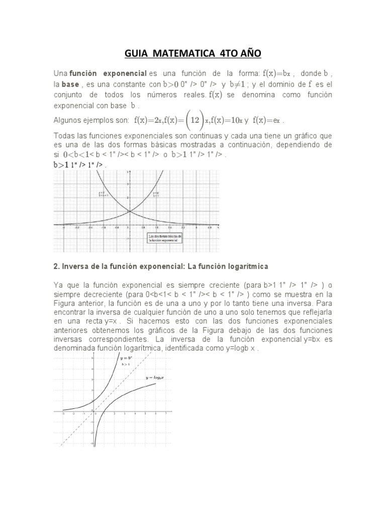 Plan 4to Año | PDF | Funcion exponencial | Función (Matemáticas)