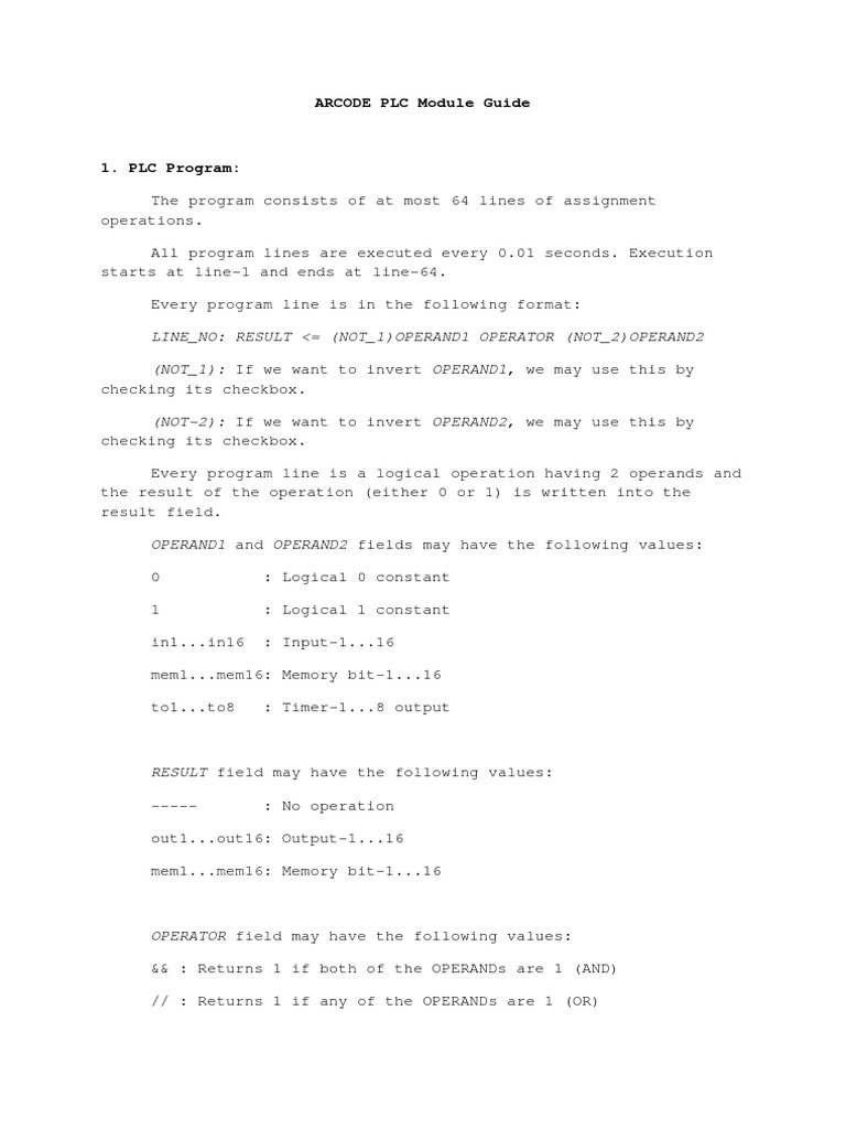 ARCODE PLC Module Manual V10.en | PDF | Programmable Logic Controller | Input/Output