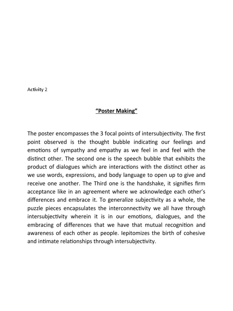 Intersubjectivity Poster Explaination | PDF | Science & Mathematics