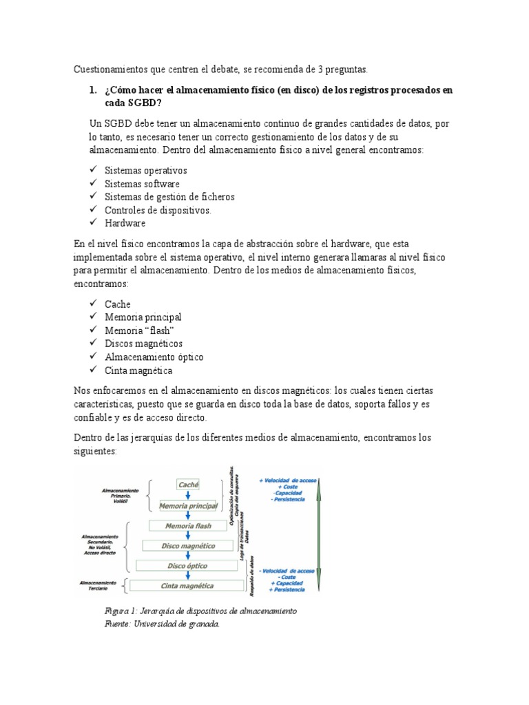 Almacenamiento y Gestión en SGBD | PDF | Pl / Sql | Bases de datos