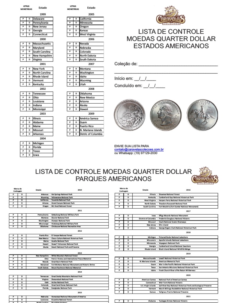 Checklist Quarter Dollar Atualizado | PDF | The United States | Nature